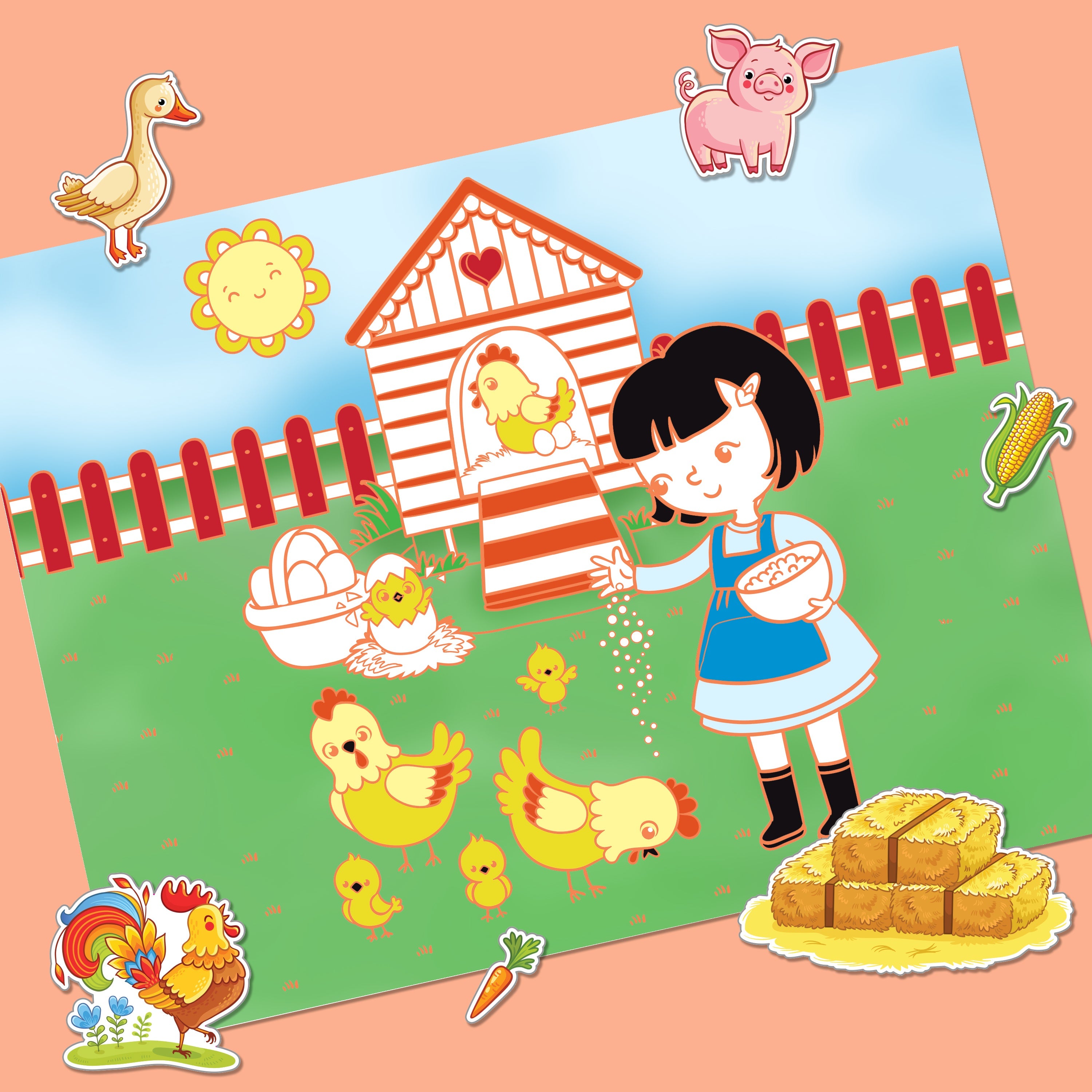 Kaleidoscope Lap Desk Colouring Set Farm