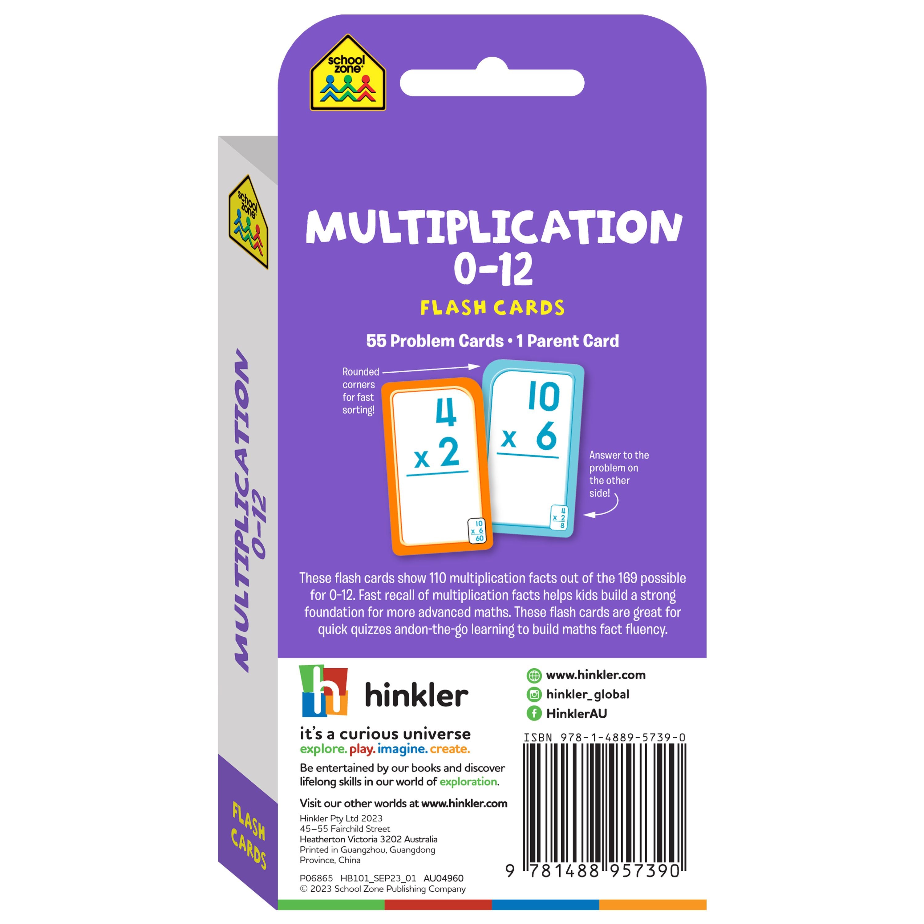 School Zone Flash Cards Multiplication