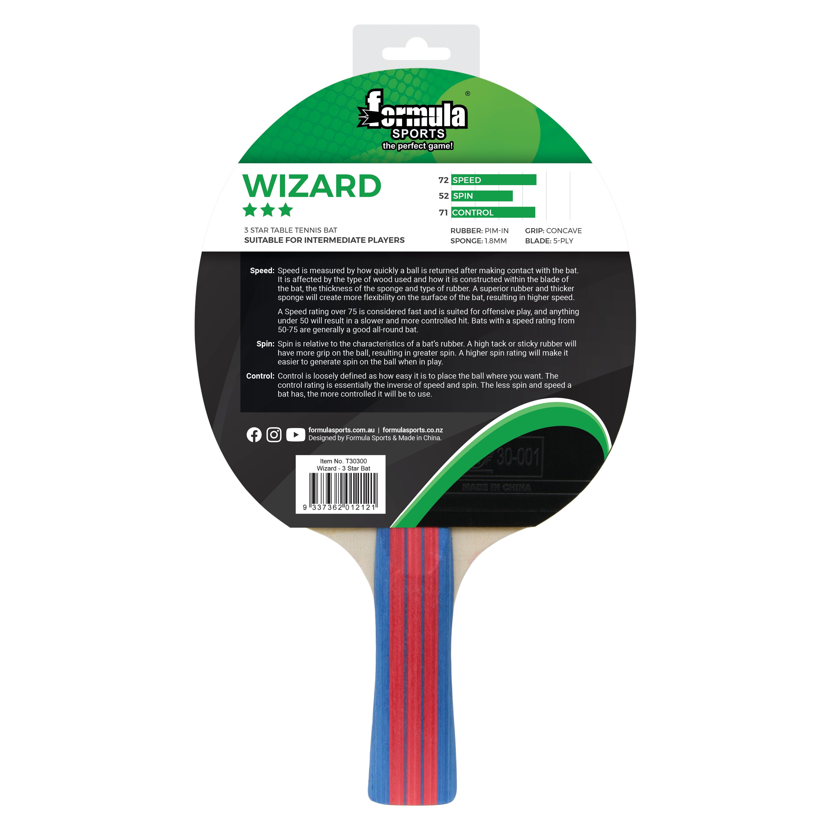 Formula Sport Table Tennis Bat Wizard 3 Star