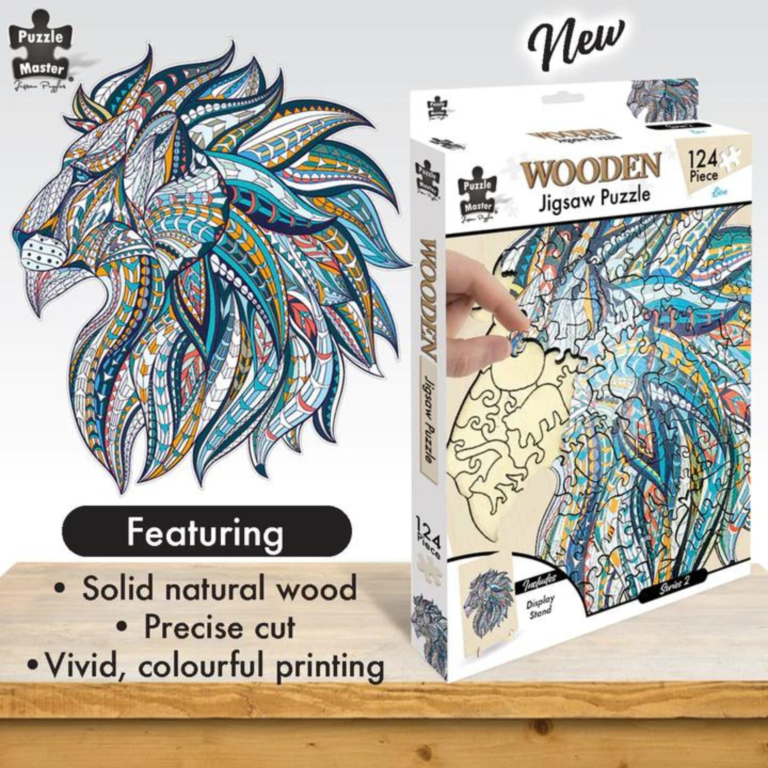 Wooden Jigsaw Puzzle 124 Piece, Lion